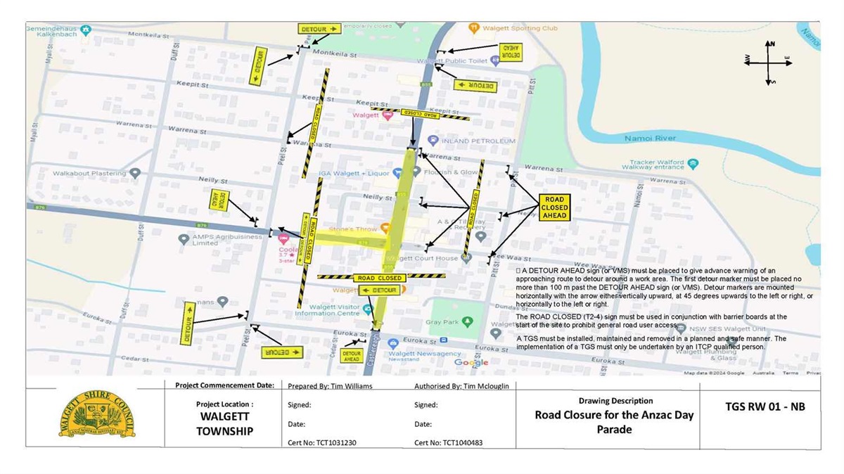 Anzac Day Road Closure Walgett - Walgett Shire Council Anzac Day Road Closure Walgett - Walgett Shire Council